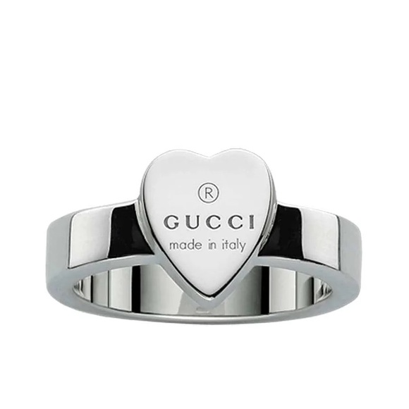Gucci | Jewelry | Gucci Silver Heart Emblem Ring Size 725 New Never ...